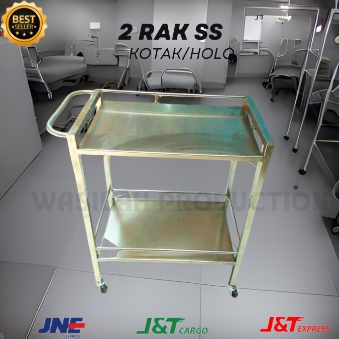 Jual TROLLEY INSTRUMEN 2 RAK || MEJA INSTRUMEN || TROLI SUSUN 2 RAK ...