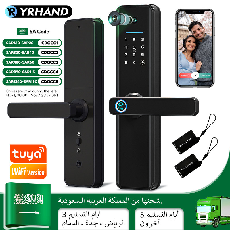 Jual YRHAND Tuya wifi Smart fechadura peephole waterproof eletronica biometria Digital ...