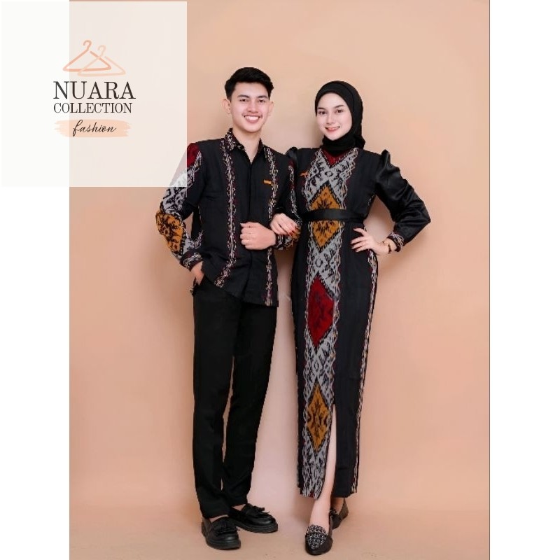 Jual BAJU TENUN COUPLE FATMA HITAM MAROON - BAJU COUPLE KONDANGAN ...