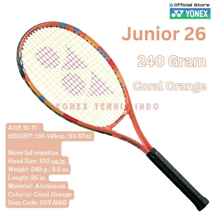 Jual Yonex JUNIOR 26 240g - Coral Orange - racket tennis | Shopee Indonesia