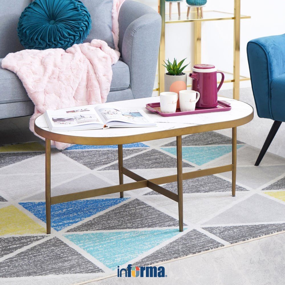 Jual Informa Maria Meja Tamu - Putih/Gold Coffee Table Meja Ruang Tamu ...