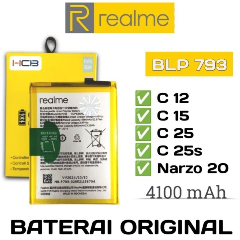 Jual BATRE BATERAI Batre Realme C12 C15 C25 C25S Narzo 20 BLP 793 ...