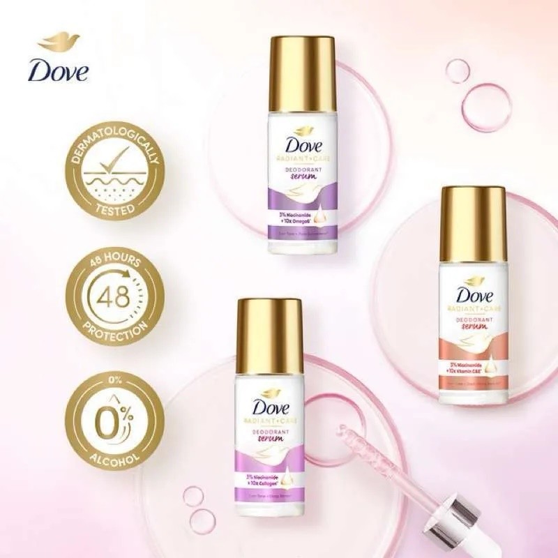 Jual Dove Radiant Care Deodorant Roll On Serum 45ml Botol Kaca | Shopee ...