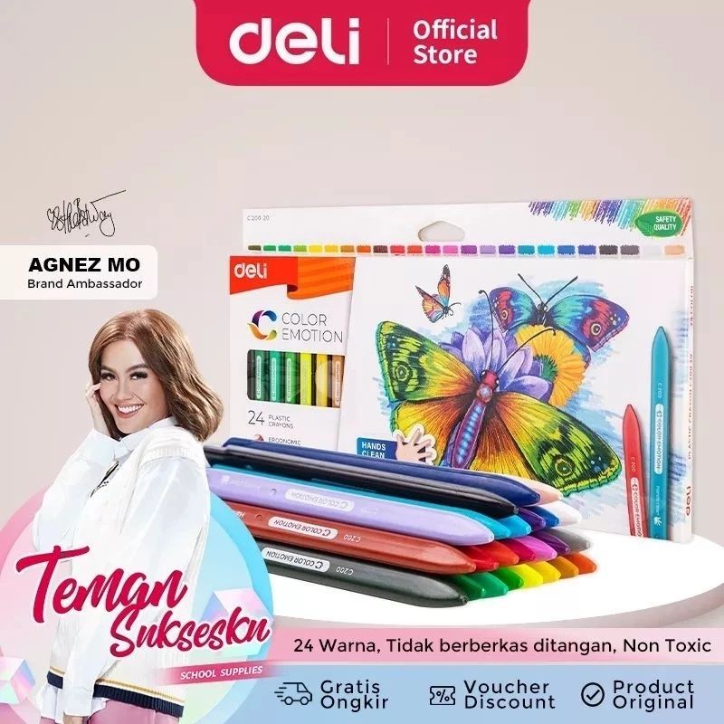 Jual Deli Krayon Plastic 12/18/24 Warna Cerah Bentuk segitiga ergonomis ...