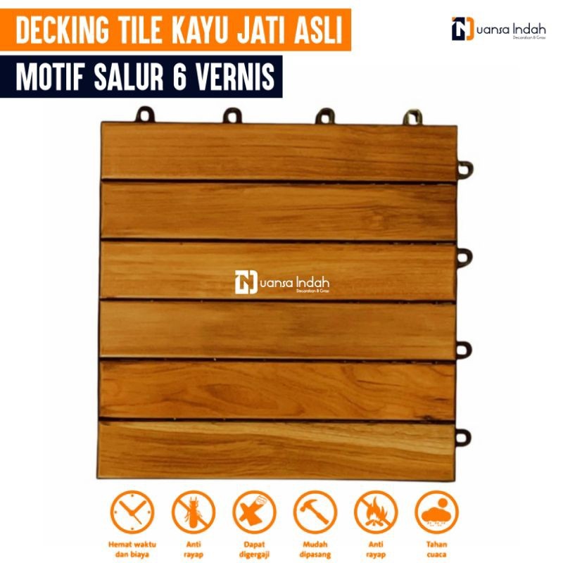 Jual DECKING TILE KAYU JATI ASLI MOTIF SALUR 6 FINISHING | Shopee Indonesia