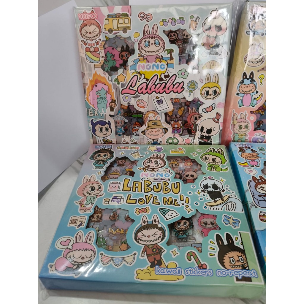 Jual ATS STICKER LABUBU VIRAL MOMO NONO ISI 100 LEMBAR / BOX WATERPROOF ...