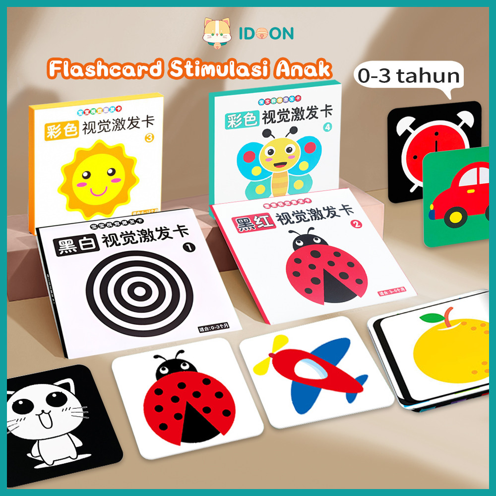 Jual IDOON Mainan Kartu Pintar Stimulasi Visual Bayi Montessori Flash ...