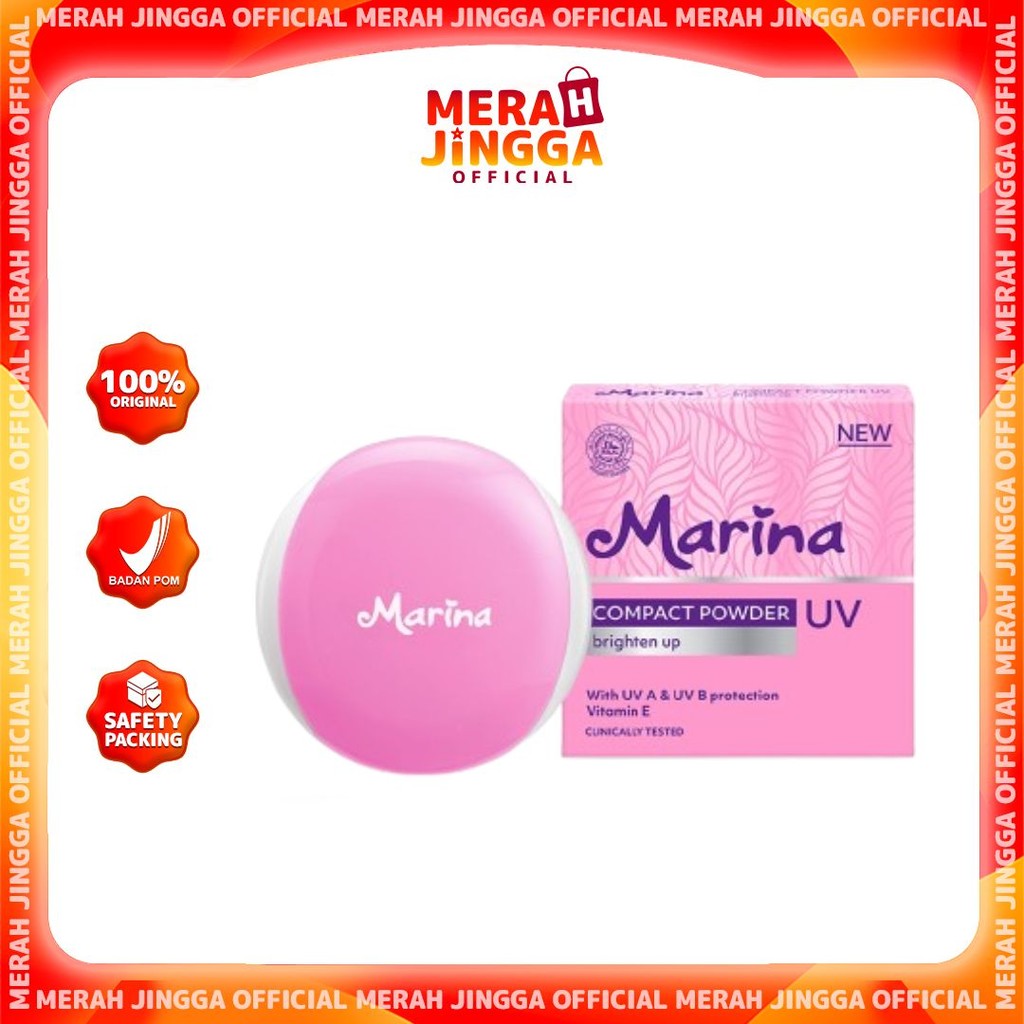 Jual Marina Compact Powder UV Brighten Up 12gr | Merah Jingga Official ...