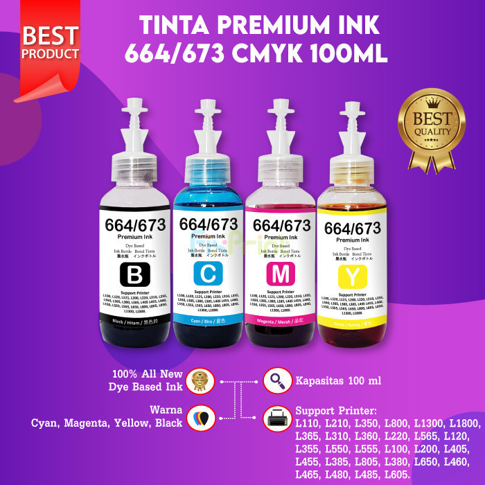 Jual FixPrint Tinta Botol 664 T6641 - T6644 Ink Refill 100ml For ...