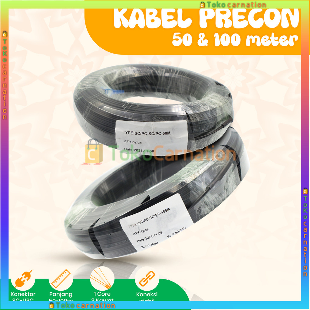 Jual Kabel Drop Core Fiber Optik/Kabel Precon FO 100M/50M Meter 1Core 3 Seling | Shopee Indonesia