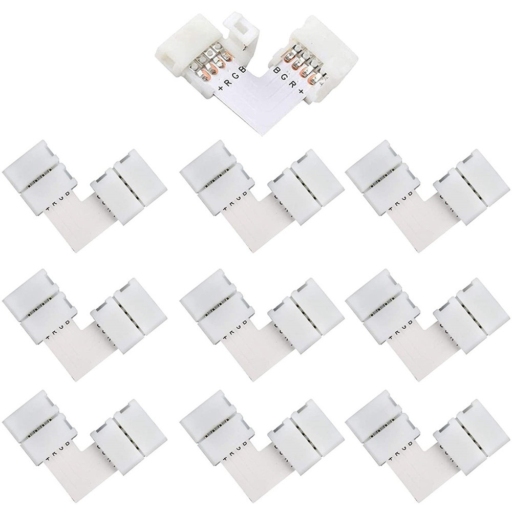 Jual 4 Pin 10mm L Shape Led Connector RGB LED Light Strip Connectors 90 ...