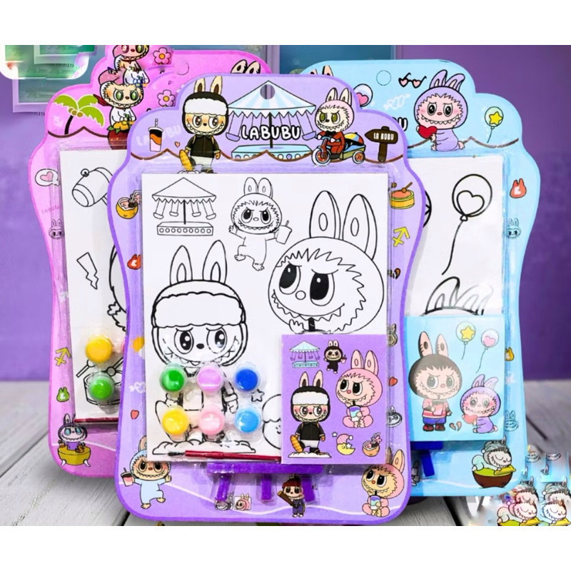 Jual MAINAN MEWARNAI LABUBU SET ALAT LUKIS CAT AIR KANVAS LABUBU DIY ...