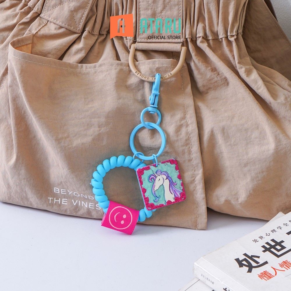 Jual Ataru Gantungan Kunci Spiral Tie - Biru Muda Key Chain Penanda ...