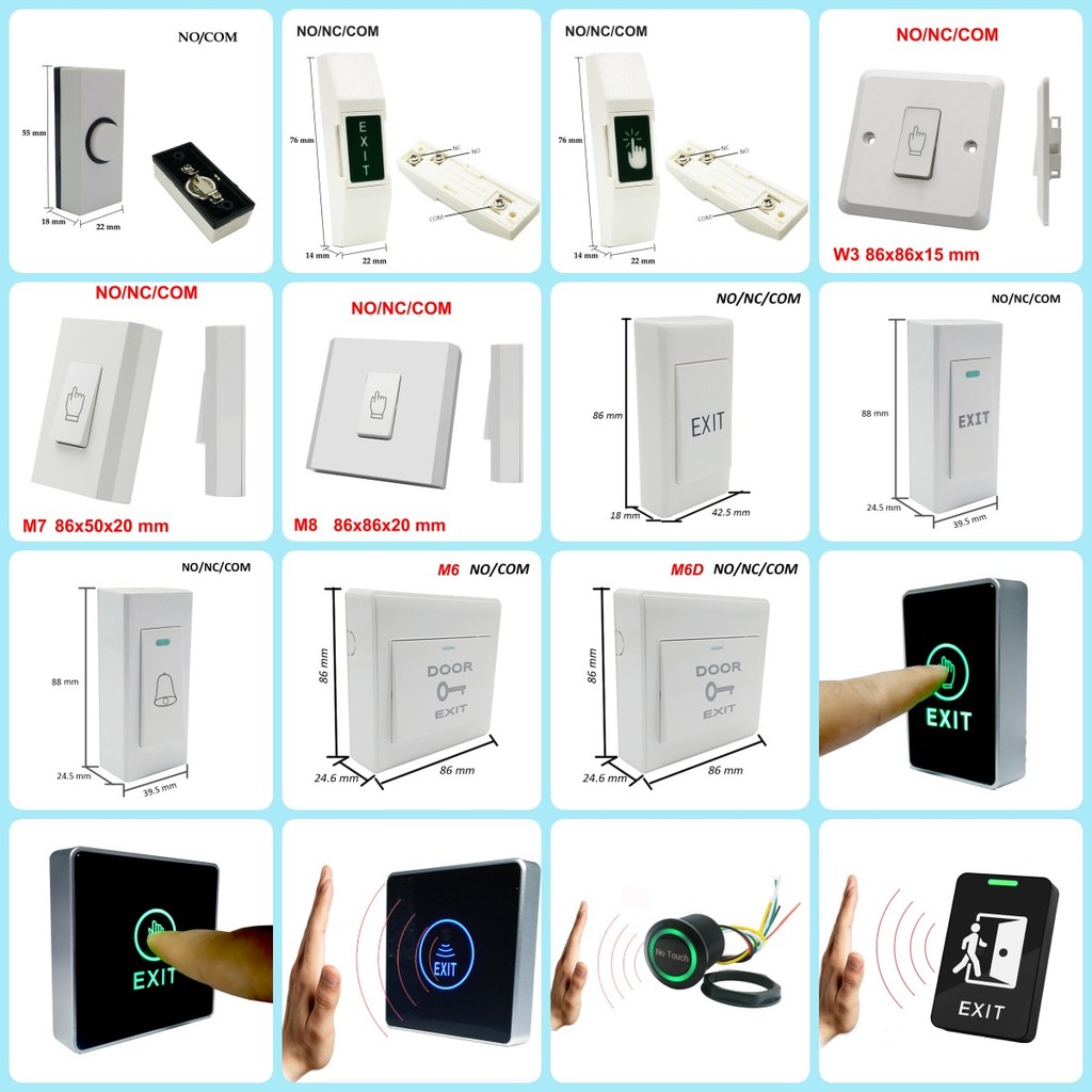 Jual Press Push Exit Electronic Lock Release Switch Optional No Touch ...