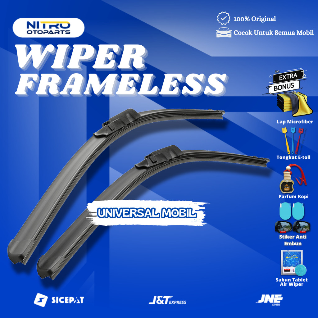 Jual Wiper Kaca Mobil Frameless Universal 1 Set (Kiri dan Kanan) Tanpa ...