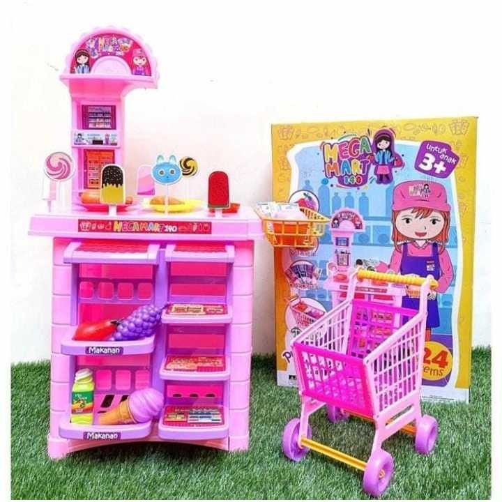 Jual Mainan Play Market Mega Mart Mainan Keranjang Trolly Belanja JUMBO ...