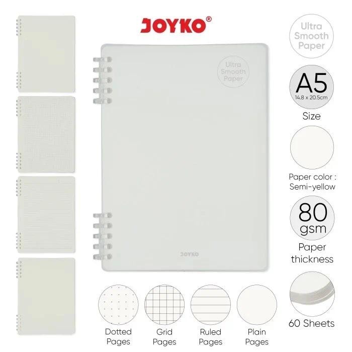 Jual NOTEBOOK SPIRAL A5 JOYKO NB-739 ULTRA SMOOTH PAPER ( GARIS, KOTAK, TITIK, POLOS ) | BUKU ...