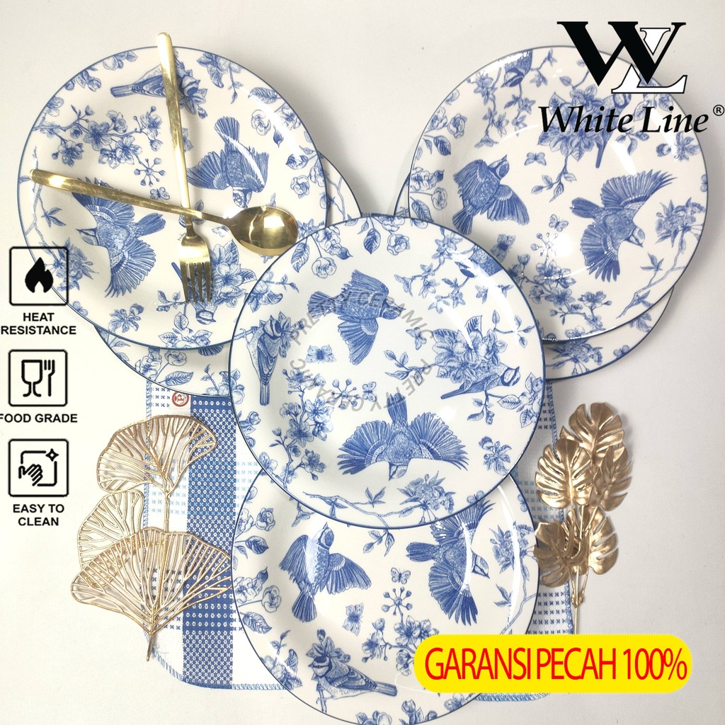 Jual Piring Aesthetic 1 PCS WHITE LINE Dinner Plate 9,25in Dove Piring ...