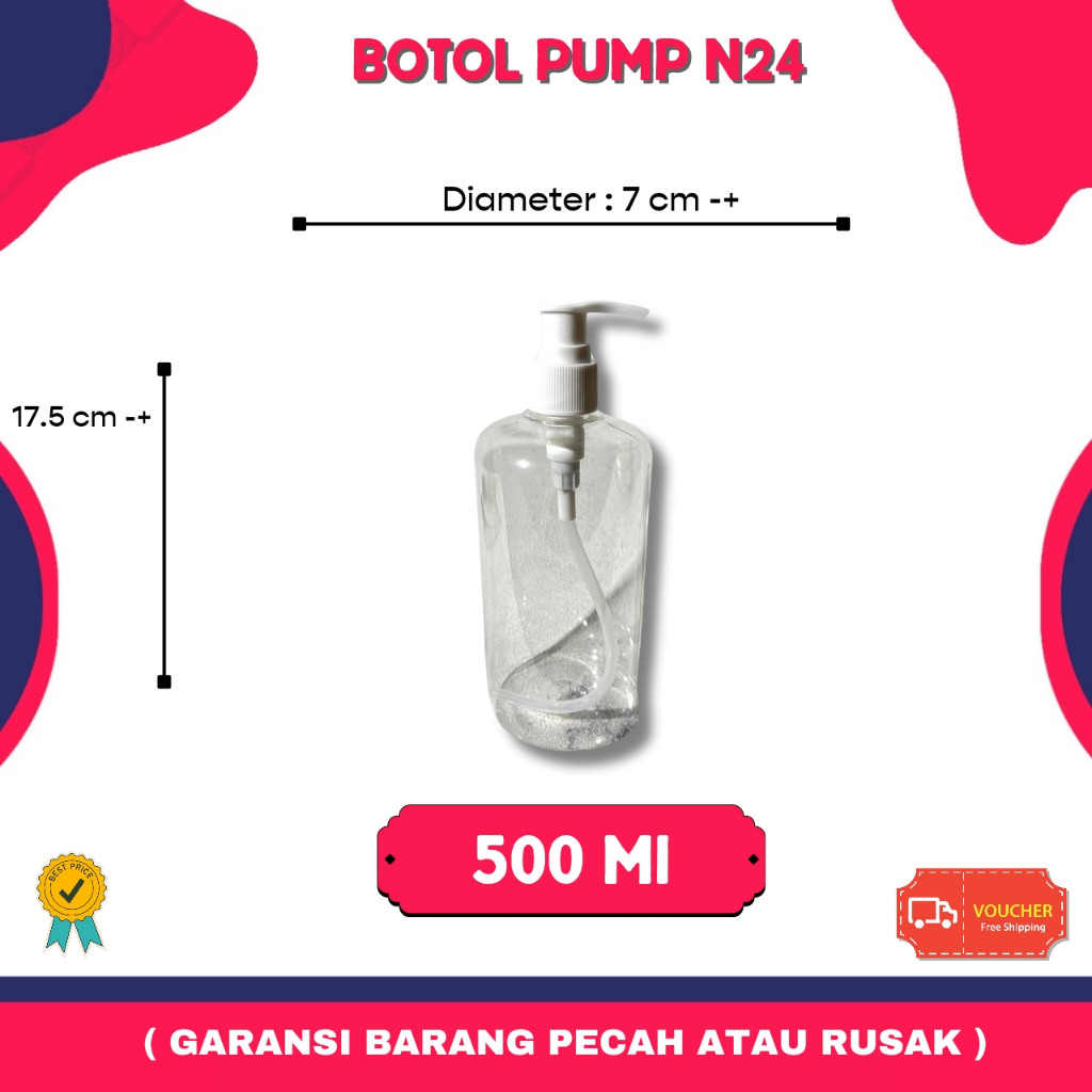 Jual Botol Pet Pump Lotion Natural Tutup Putih 500ml Neck 24 | Botol Transparant Sabun Kosmetik ...