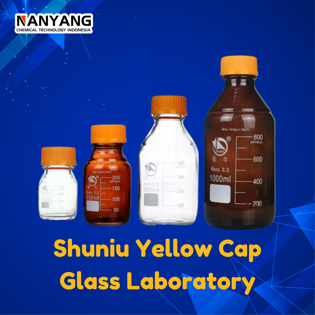 Jual SHUNIU Yellow Cap Borosillicate Glass Laboratory / Gelas Lab Kimia ...