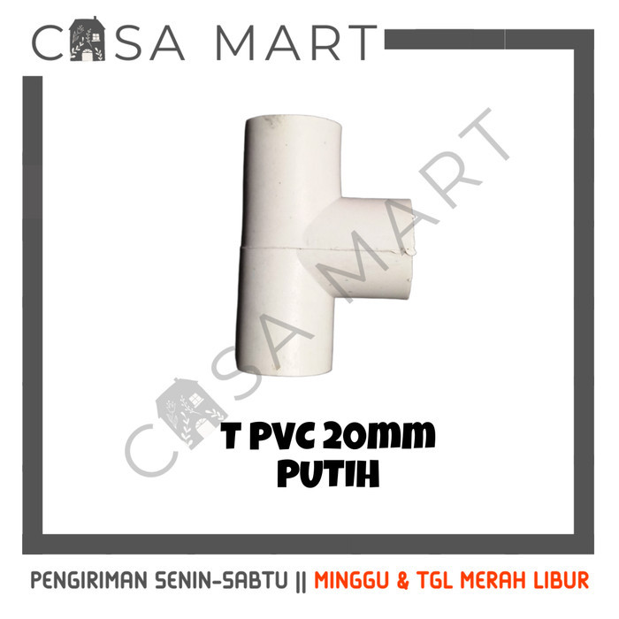 Jual CASA MART Tee Pipa Listrik PVC 20mm Tee Sambungan Pipa T 20 mm PVC ...