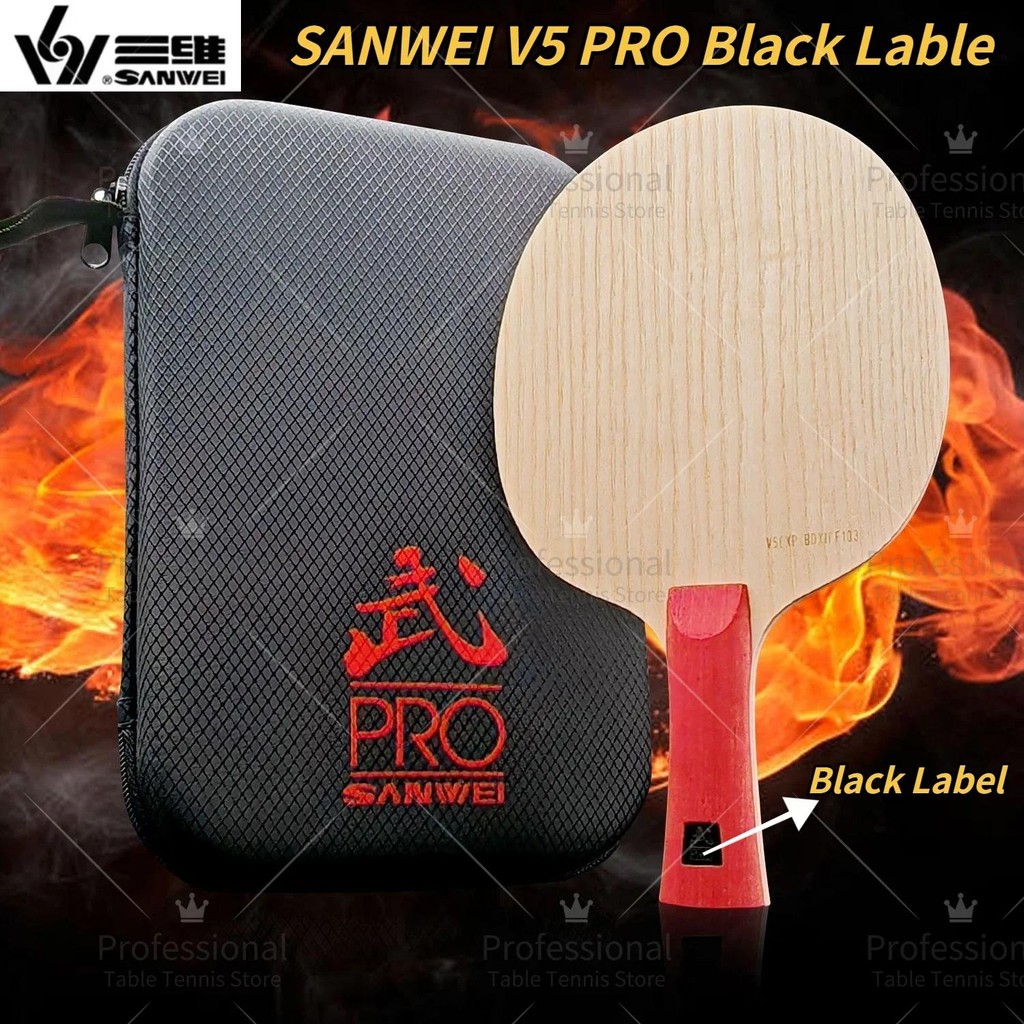 Jual Original SANWEI V5 Pro Black Lable Table Tennis Blade 7-ply Pure ...