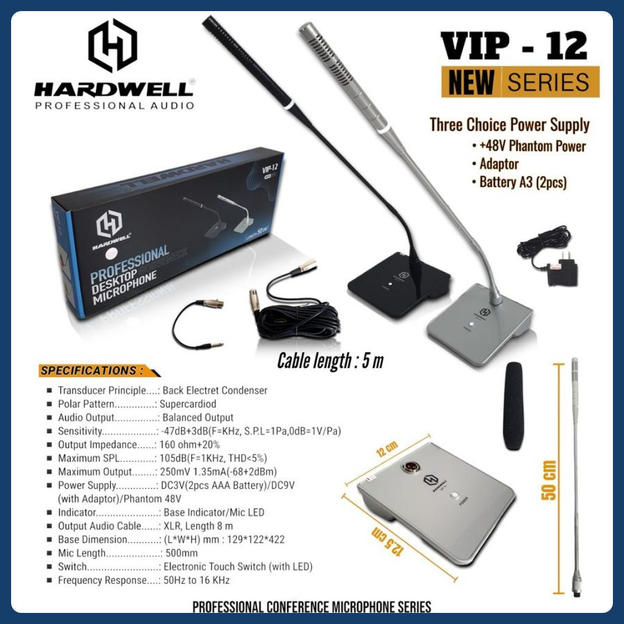 Jual Mic Meja Hardwell VIP 12 - Microphone Rapat Podium Conference ...