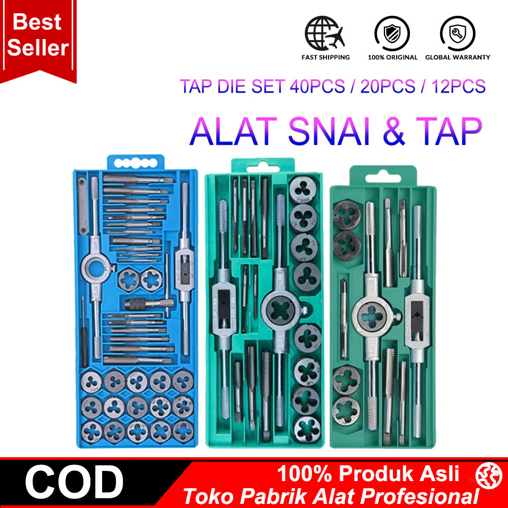 Jual Hand Tap and Die 12/20/40 Pcs Set Alat Snai dan Tap Ulir Dart Mur Baut M3-M12 - Tap and Die ...