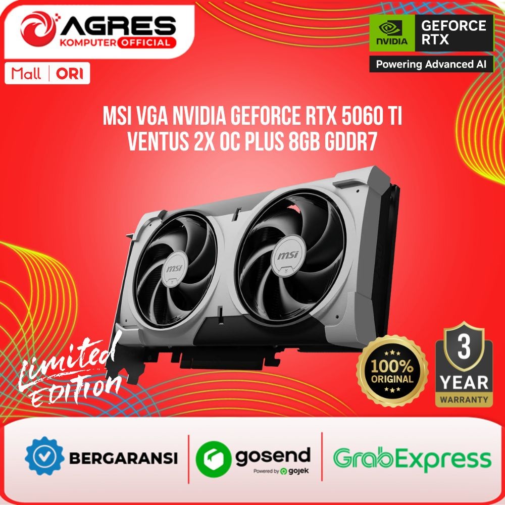 Jual MSI VGA NVIDIA GEFORCE RTX 5060 TI VENTUS 2X PLUS 8GB GDDR7 OC 3Y ...