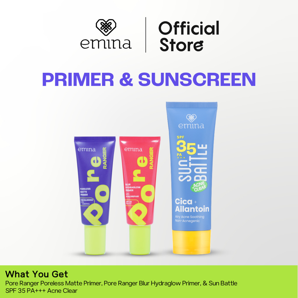 Jual NEW! Emina Protect Glow Set (Sunscreen + Primer) Sun Battle SPF 35 ...