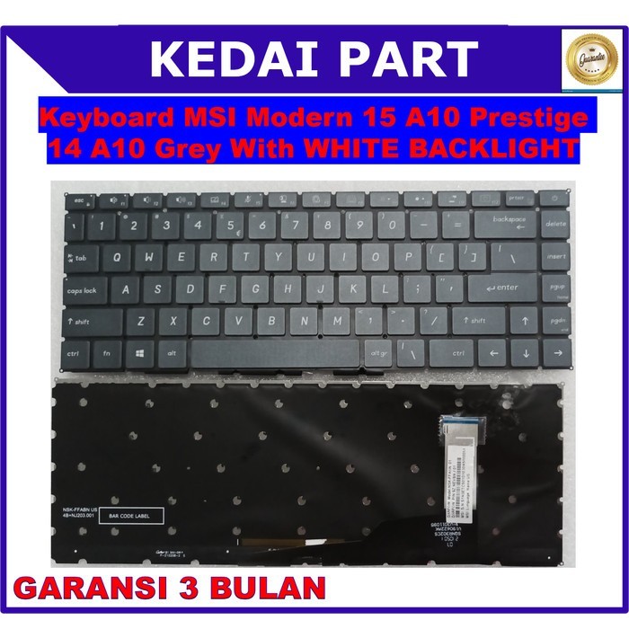Jual Keyboard MSI Modern 15 A10 Prestige A10R A11M 14C2 WHITE BACKLIGHT ...