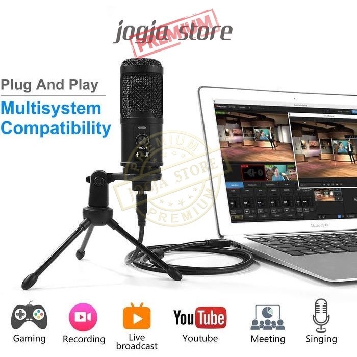 Jual Marsnaska Microphone Condenser USB Mic DJ Live Recording dg Stand BM65 | Shopee Indonesia