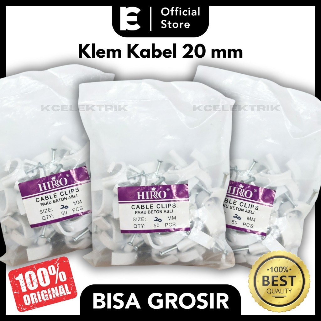 Jual Klem Kabel 20mm Cable Clip 20mm HIRO untuk Manajemen Kabel Rapi ...