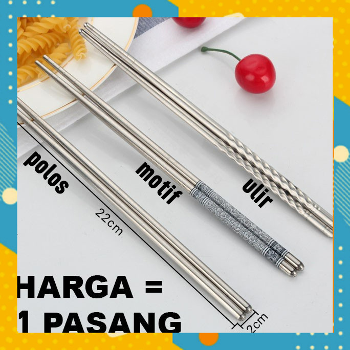 Jual Sumpit Makan STAINLESS Bulat Ulir Motif Korea Alat Makan AM3608M3 ...