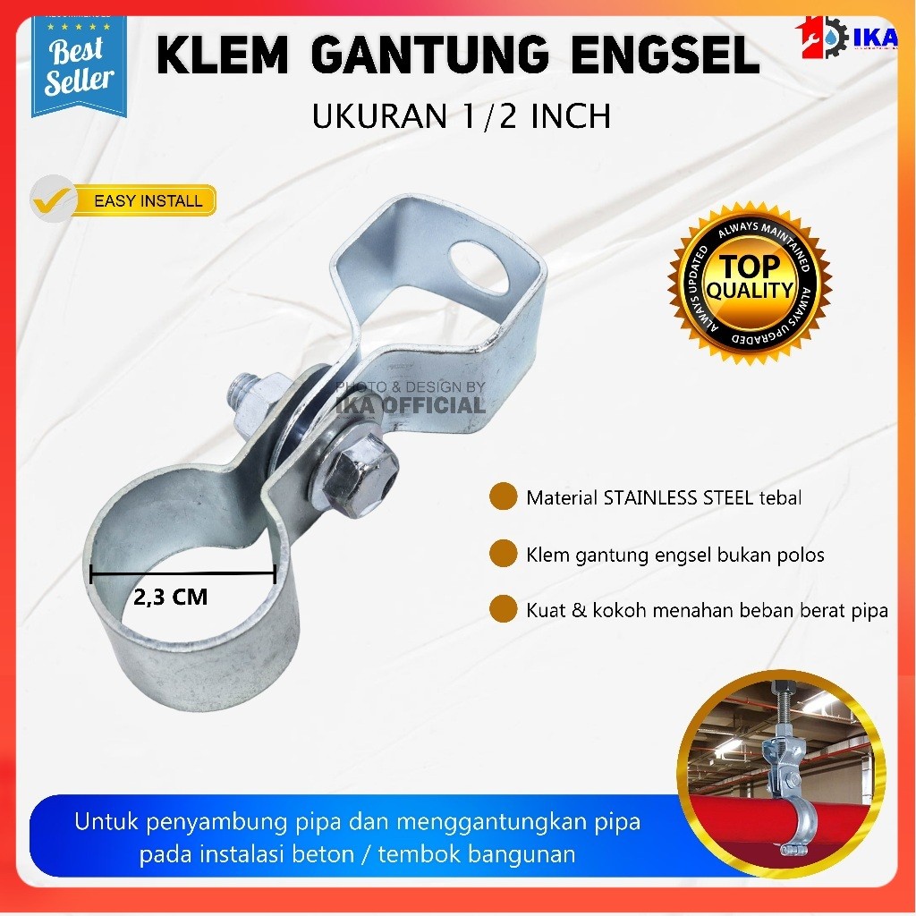 Jual Klem gantung 1/2" ( polos ) | hanger clamp klem pipa gantung 1/2 ...