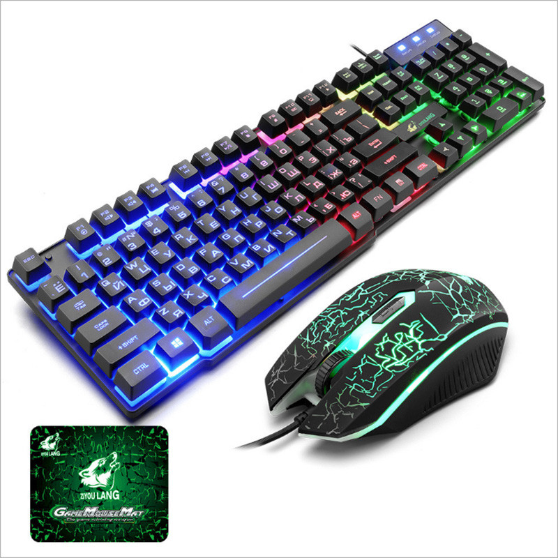 Jual T5 Rainbow Backlight USB Keyboard 104 Keys Ergonomic Gaming ...