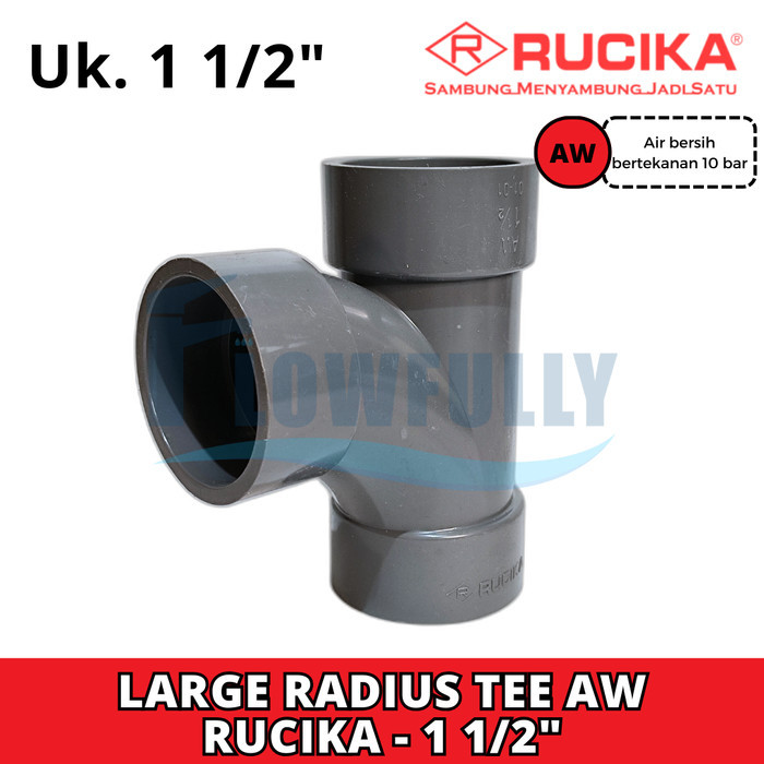 Jual LARGE RADIUS TEE AW 1 1/2" RUCIKA PVC TEE WAY 90 1 1/2 INCH TY 90 DERAJAT 1,5 DIM FITTING ...