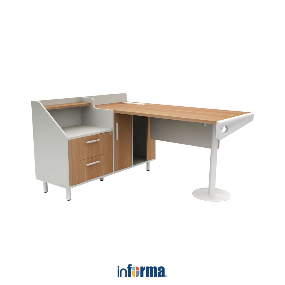 Jual Informa Sieben Meja Kantor Sisi Kiri 150 cm - Cokelat Office Desk ...