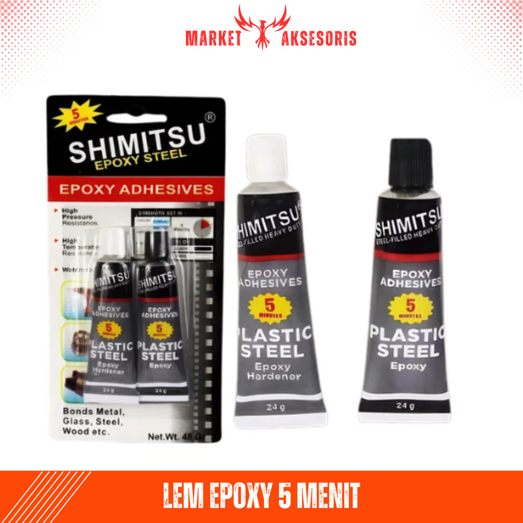 Jual MARKET AKSESORIS Lem Epoxy 5 Menit Lem Perekat Metal Besi Baja ...