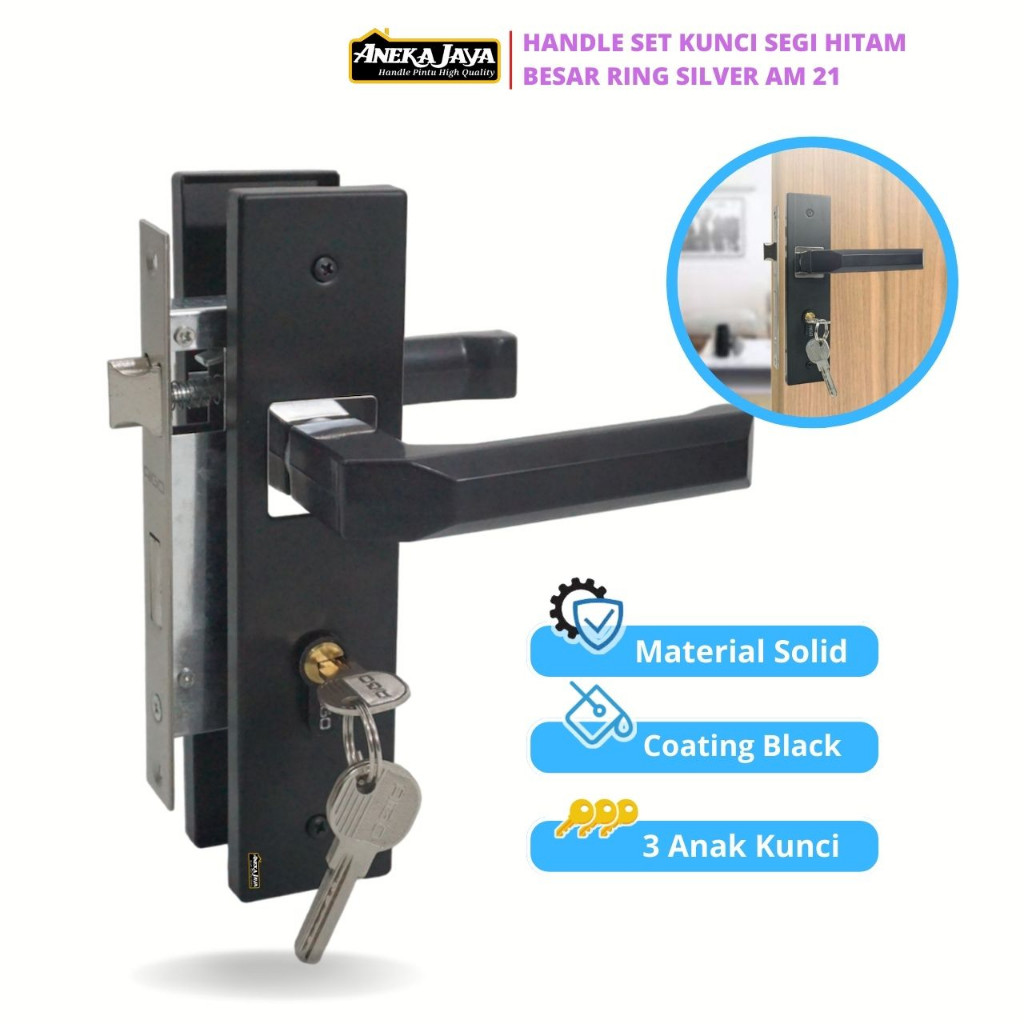 Jual FD67UJ Kunci Pintu Rumah Utama Kamar Hitam Ring Silver Ukuran ...