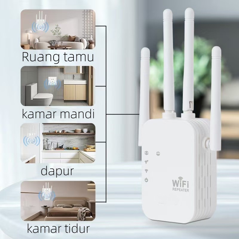 Jual 5G Dual Band 4 Antena Wifi Range Extender Router Penguat Sinyal 300M WIFI Repeater Penguat ...