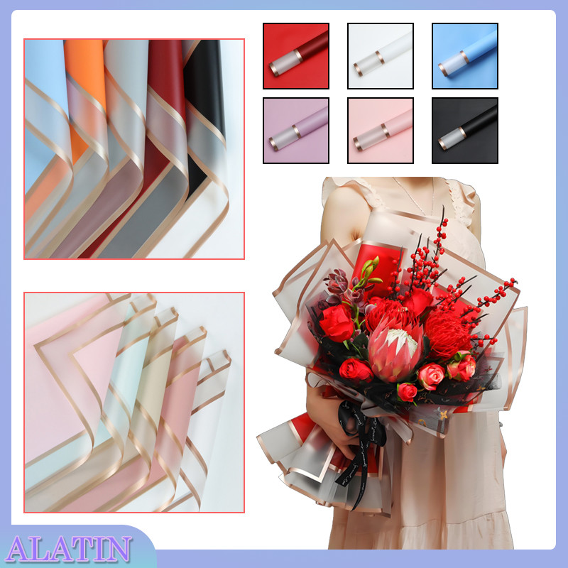 Jual Double Transparent Gold Frame Cellophane / Flower Wrapping Double ...