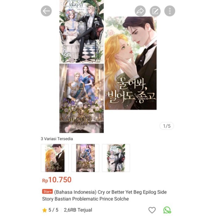 Jual Indonesia Cry Better Yet Beg Bastian The Problematic Prince Novel ...