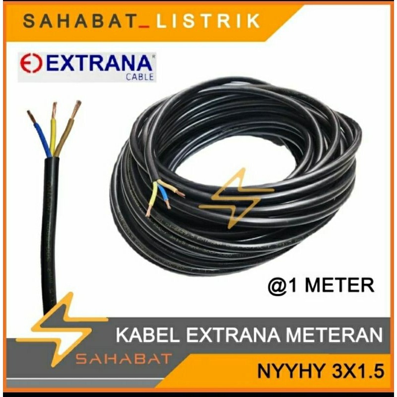 Jual Kabel Serabut Extrana NYYHY 3x1.5 3x1,5 Meteran Hitam | Shopee Indonesia