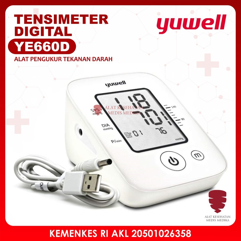 Jual Tensimeter Digital Yuwell YE660D With USB Cable Alat Tes Cek Ukur ...