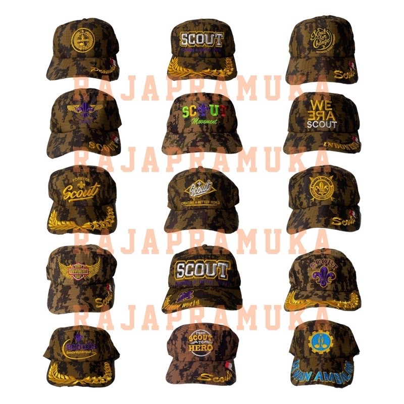 Jual NPS23 Topi Loreng Pramuka Scout Lapangan Bordir Siaga Penegak ...