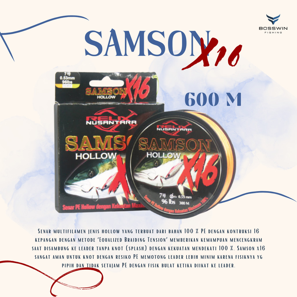 Jual SENAR BRAIDED PE TALI PANCING RELIX NUSANTARA SAMSON HOLLOW X16 ...