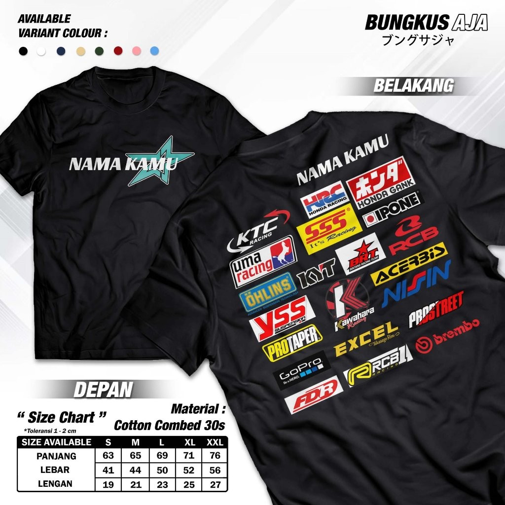 Jual KAOS RACING CUSTOM BISA REQUEST TAMBAH NAMA KAMU | Baju Logo ...