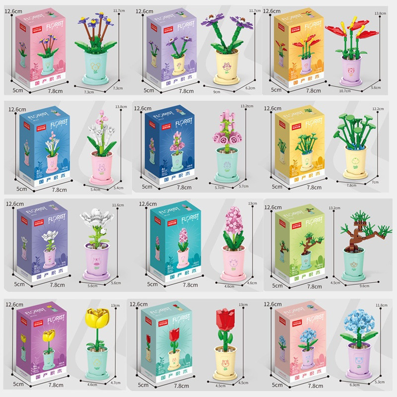 Jual Bunga Blok Bangunan Bunga Buket DIY Cangkir Teh Susun Block Flower ...