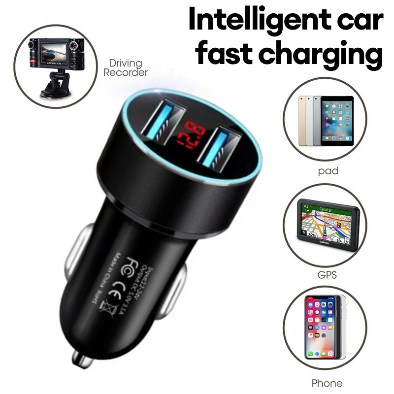 Jual COD Charger Mobil Charger Motor 2 Ports 3.1A 12V-24V Output Fast ...